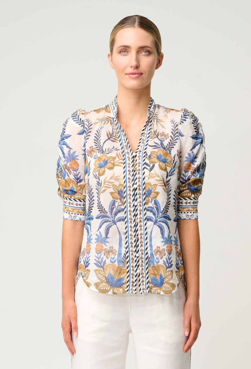 Calantha Cotton Silk Shirt in Golden Medina – SohoGirl