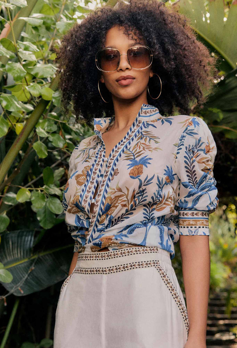Calantha Cotton Silk Shirt in Golden Medina – SohoGirl